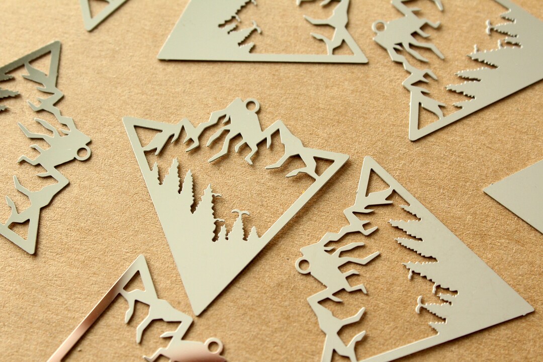 8 Pc. Laser Cut Silver Mountainscape Charms, 37mm by 36.5mm, 201 ...