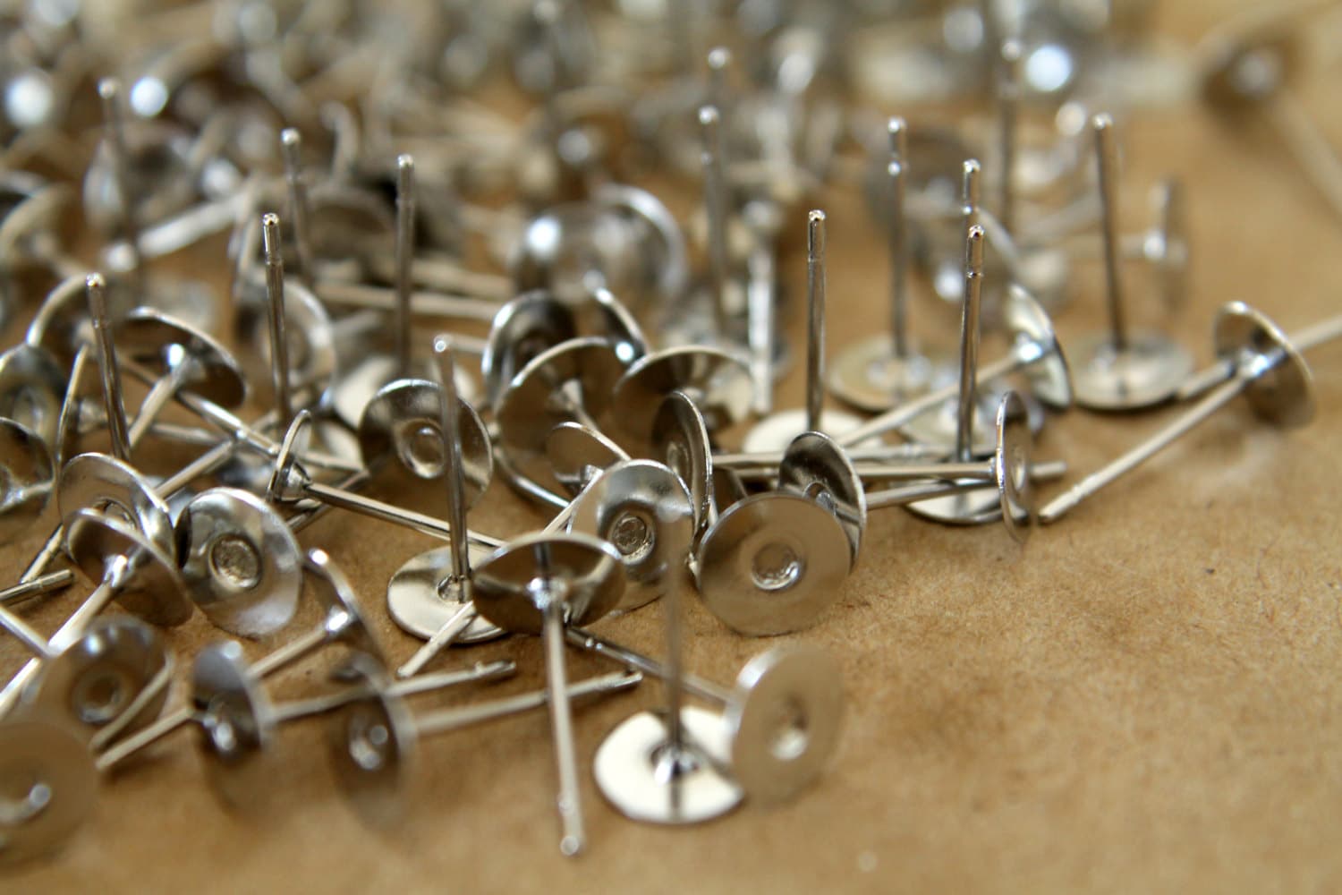 100 Pc. Silver Plated Earring Posts 6mm Pad Nickel-free | Etsy