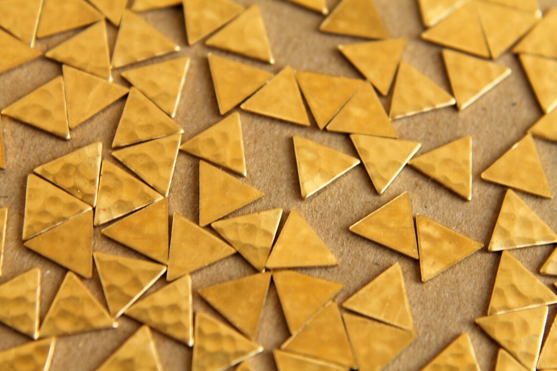 14 Pc. Small Raw Brass Hammered Triangles: 8mm by 8mm Made - Etsy