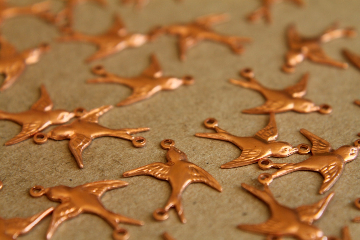 6 Pc. Raw Copper 2 Loop Bird Connector Facing Right Made in - Etsy