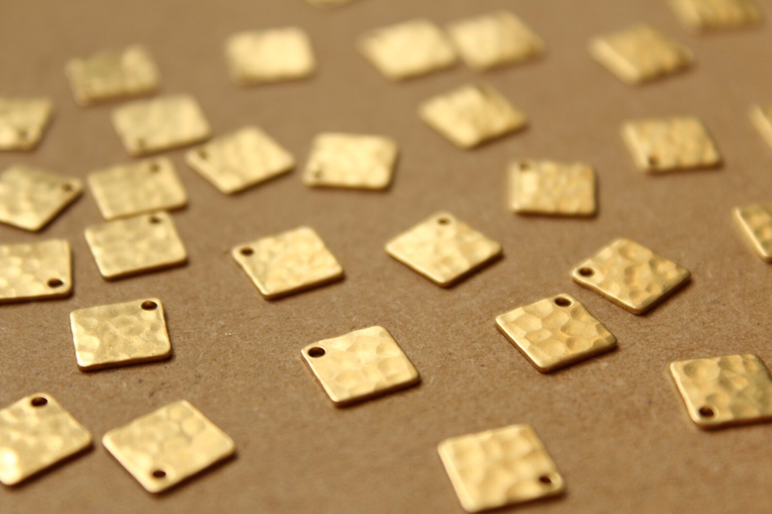 16 Pc. Raw Brass Hammered Square Charms: 7.5mm by 7.5mm Made - Etsy