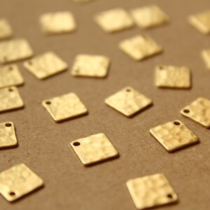 16 Pc. Raw Brass Hammered Square Charms: 7.5mm by 7.5mm Made | Etsy