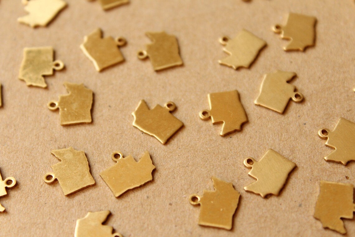 8 Pc. Raw Brass Washington State Charms / Blanks: 11.5mm by | Etsy