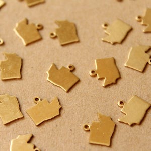 8 Pc. Raw Brass Washington State Charms / Blanks: 11.5mm by 11mm - Made ...