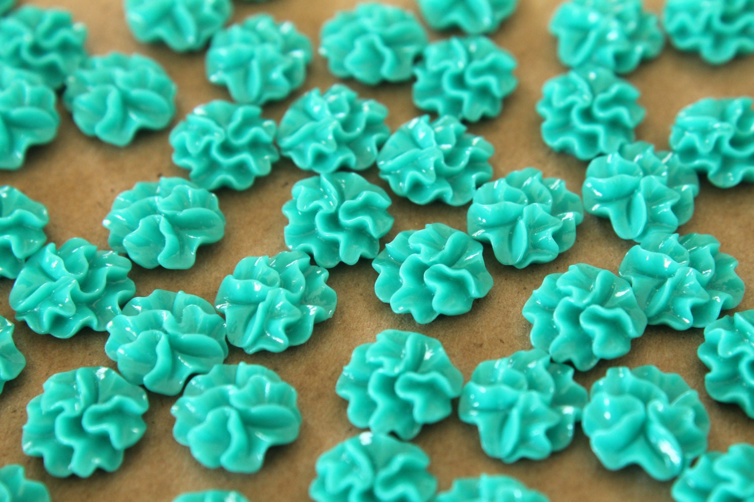 CLOSEOUT 30 Pc. Teal Ruffle Flower Cabochons 11mm RES-064 - Etsy