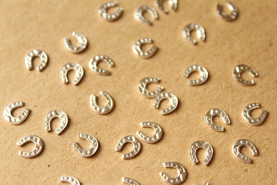 16 Pc. Tiny Silver Plated Brass Horseshoes: 6mm by 5.5mm Made in USA SI ...