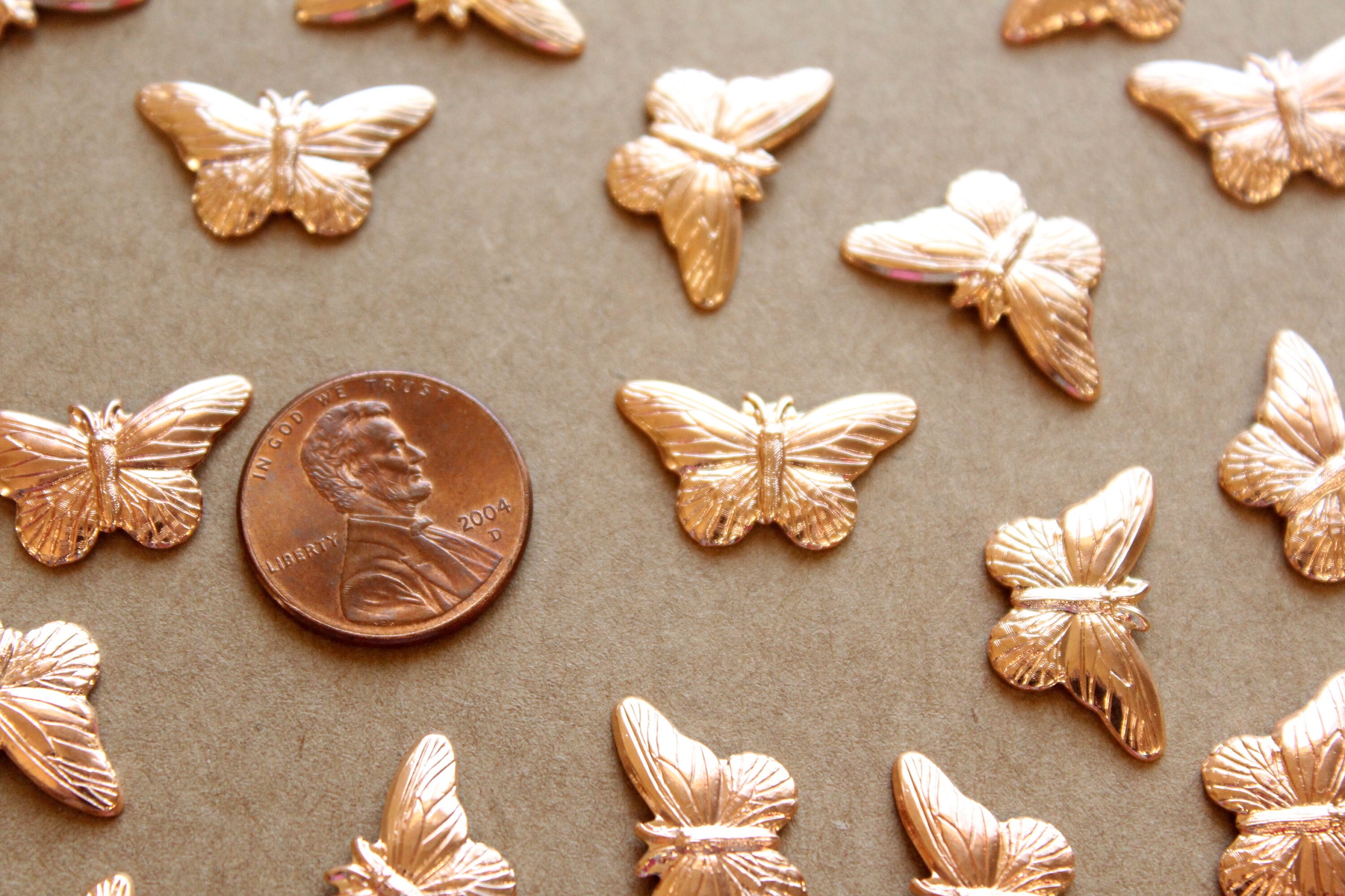 6 pc. Rose Gold Brass Butterfly Stampings: 20mm by 11.5mm | Etsy