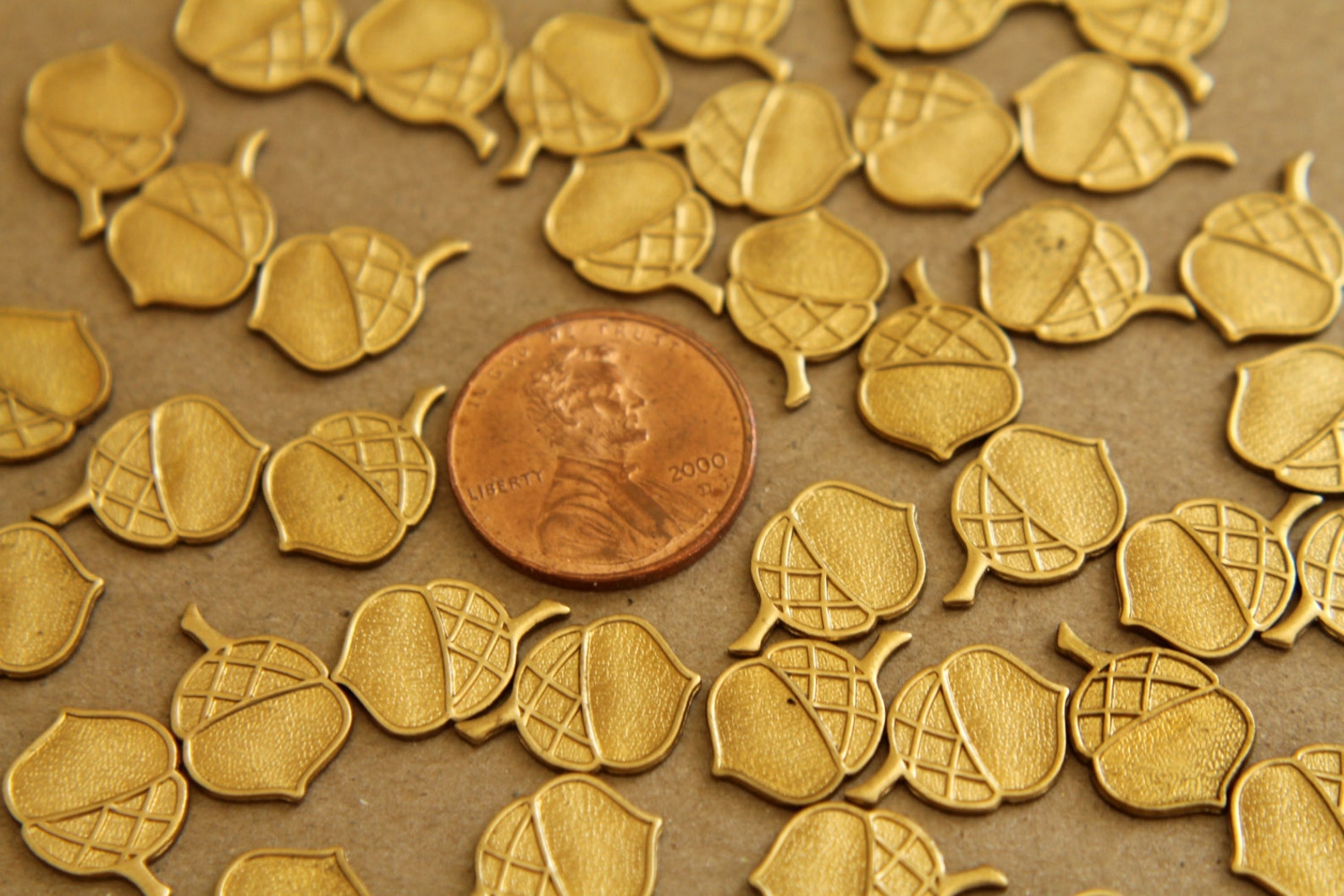 6 Pc. Raw Brass Flat Acorns: 10mm by 15mm Made in USA - Etsy