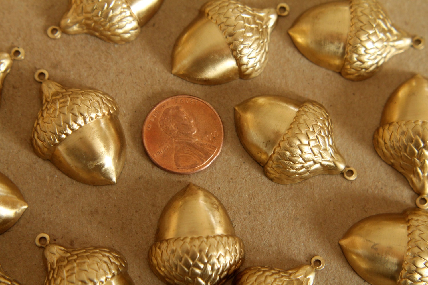 3 Pc. Jumbo Raw Brass Acorns: 33mm by 22mm Made in USA | Etsy