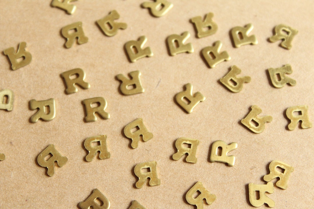 8 Pc. Tiny Raw Brass Letter R Stampings 5.5mm by 5.5mm Made in USA RB ...