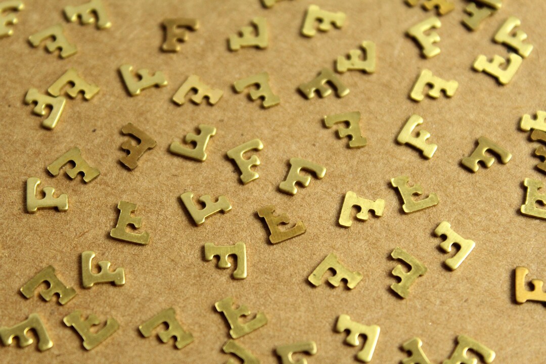 8 Pc. Tiny Raw Brass Letter F Stampings 5.5mm by 5mm Made in USA RB ...