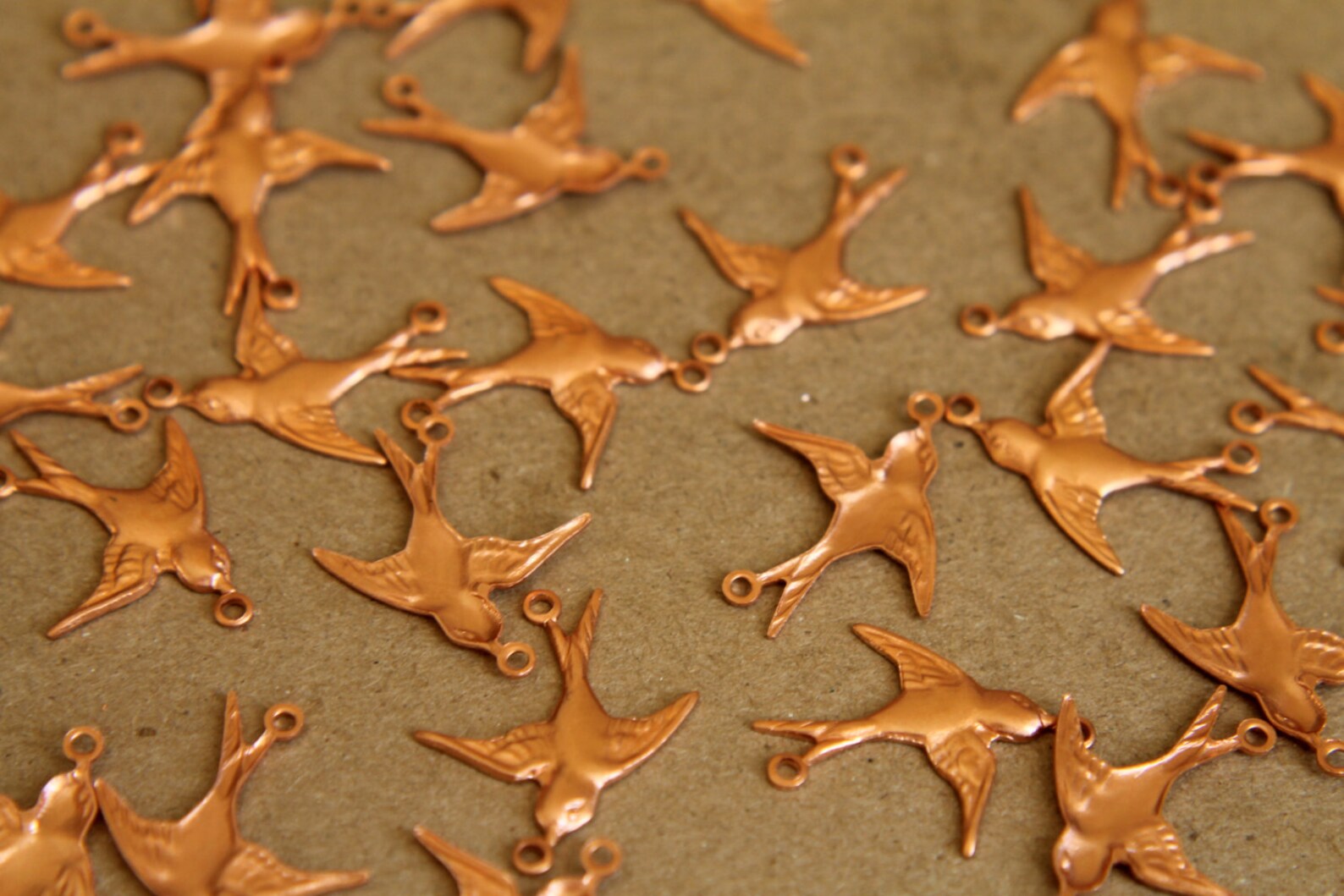 6 Pc. Raw Copper 2 Loop Bird Connector Facing Left - Made in USA ...