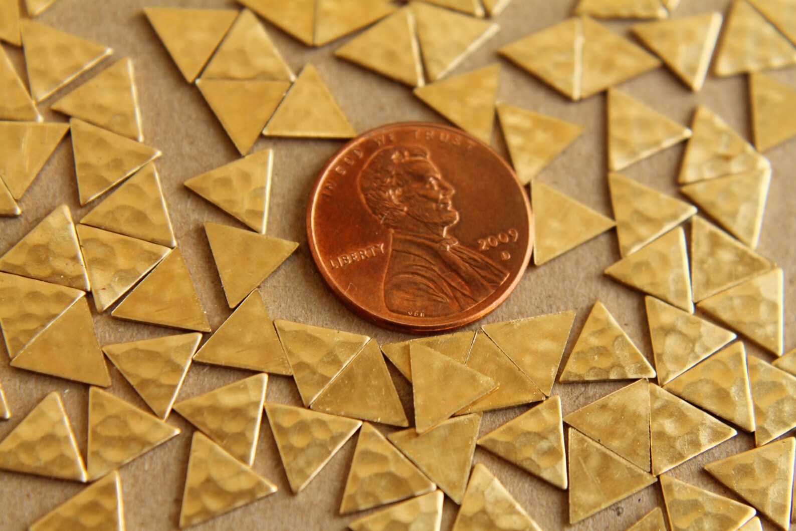 14 Pc. Small Raw Brass Hammered Triangles: 8mm by 8mm Made - Etsy