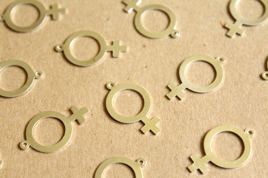 5 Pc. Silver Plated Brass Female Symbol Charms: 25mm by 15mm - Made in ...