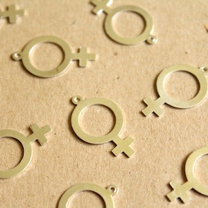 5 Pc. Silver Plated Brass Female Symbol Charms: 25mm by 15mm - Made in ...