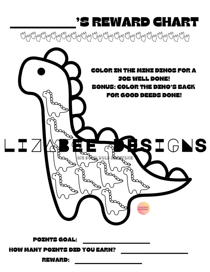 Dinosaur Coloring Page Reward Chart - Etsy