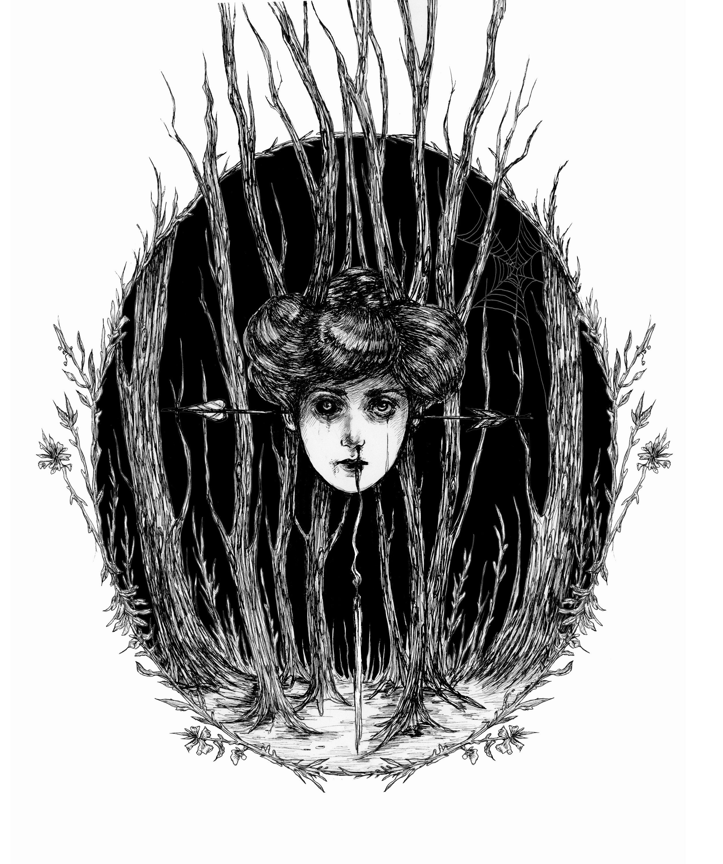 Black Forest Dark Art Gothic Art Ink Art Witch Art - Etsy Australia