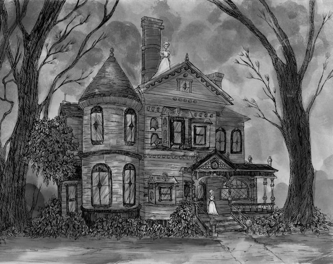 Haunted House Print - Etsy