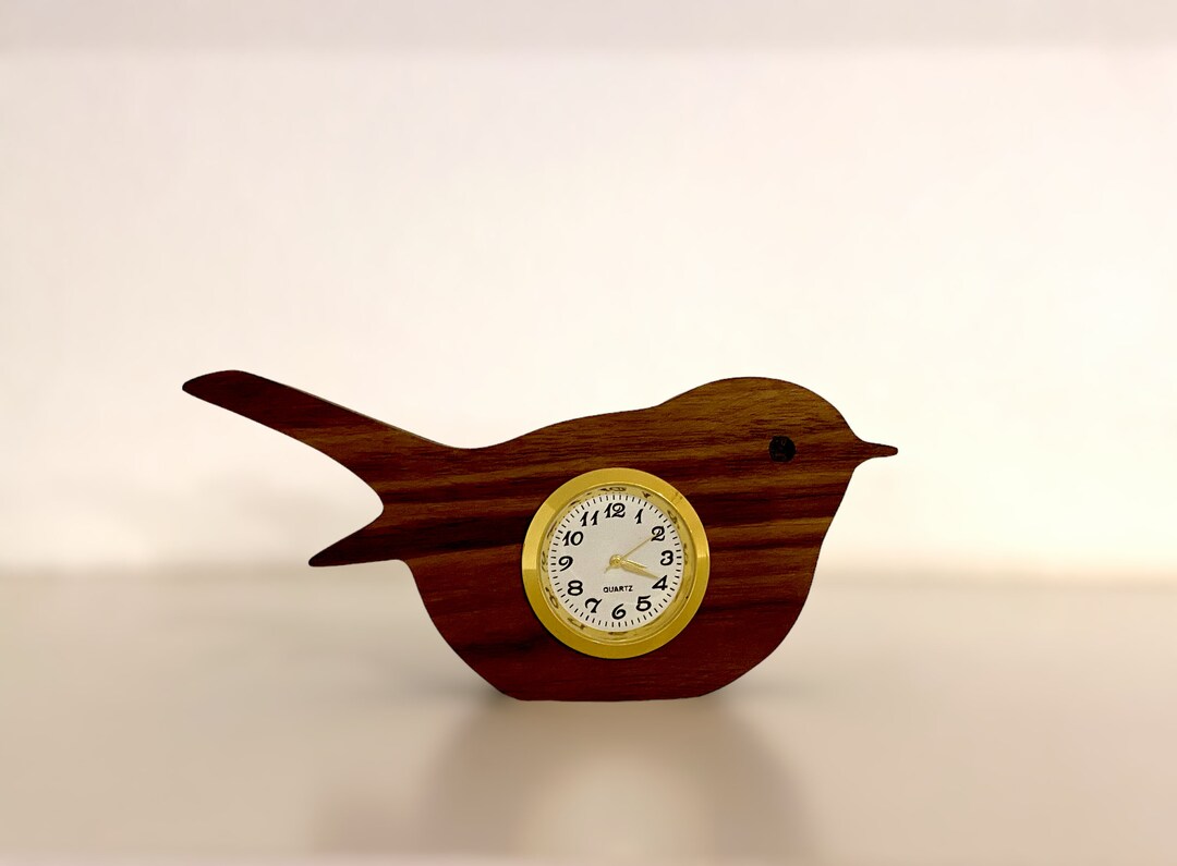 Robin Desk Clock, Small Wood Clock, Bedside Clock, Office Clock, Gift ...