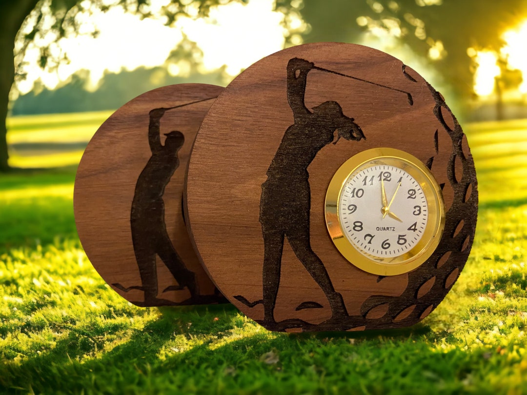 Golf Desk Clock, Small Wood Clock, Bedside Clock, Office Clock, Gift ...