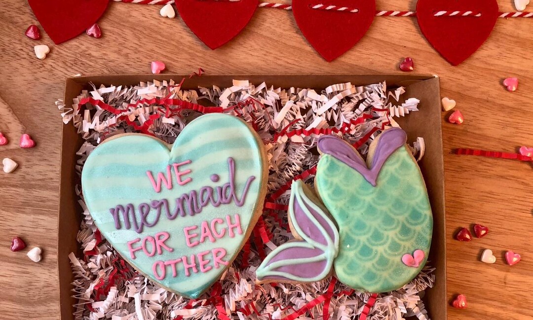 We Mermaid for Each Other Valentines Day Cookie Gift Box - Etsy