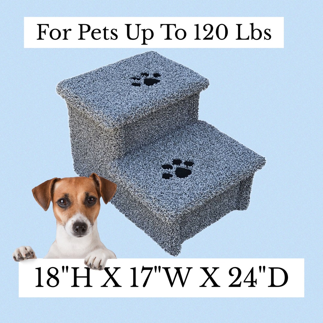 Dog Stairs 18"h X 17"w X 24"d, 2-step Wooden Pet Steps With Plush ...