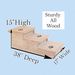 Dog Stairs, Dog Steps for Beds, 15"h X 17"w X38"d, Beautiful Plush ...