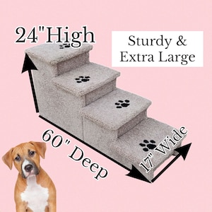 Dog Stairs for Bed, 24"h Extra Wide Pet Steps for Large Dogs up to 200 ...