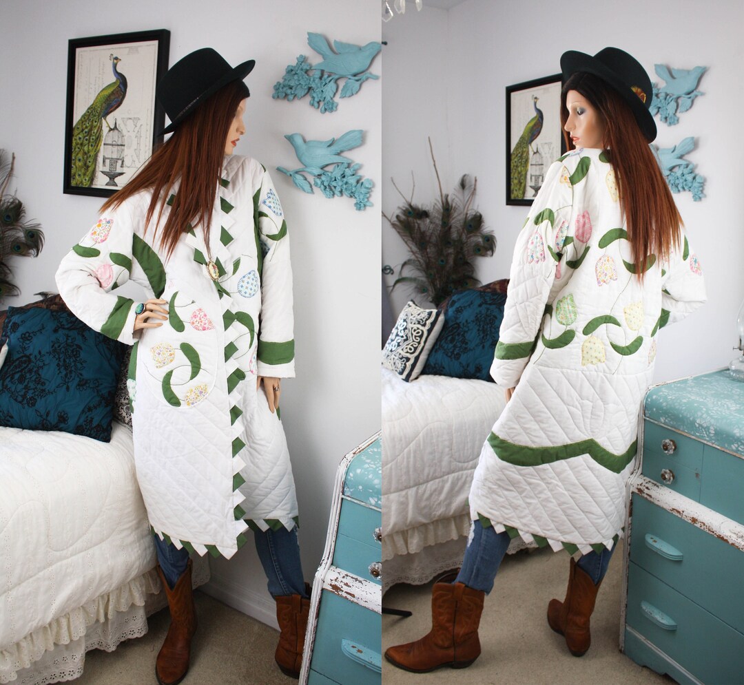 ANTIQUE Quilt JACKET Cottagecore Chore Coat Cutter Quilt Upcycled Quilt ...
