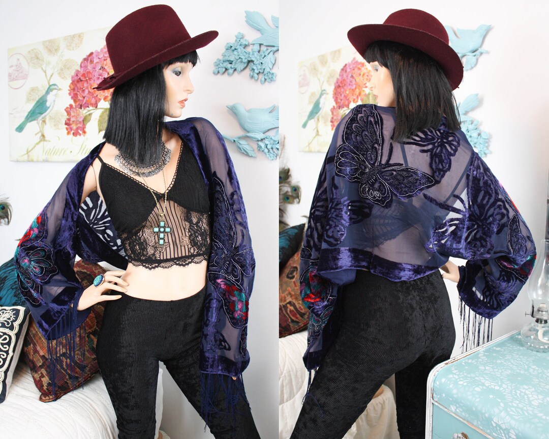 Upcycled Velvet Butterfly Shrug: Bohemian Festival Cover-up - Etsy