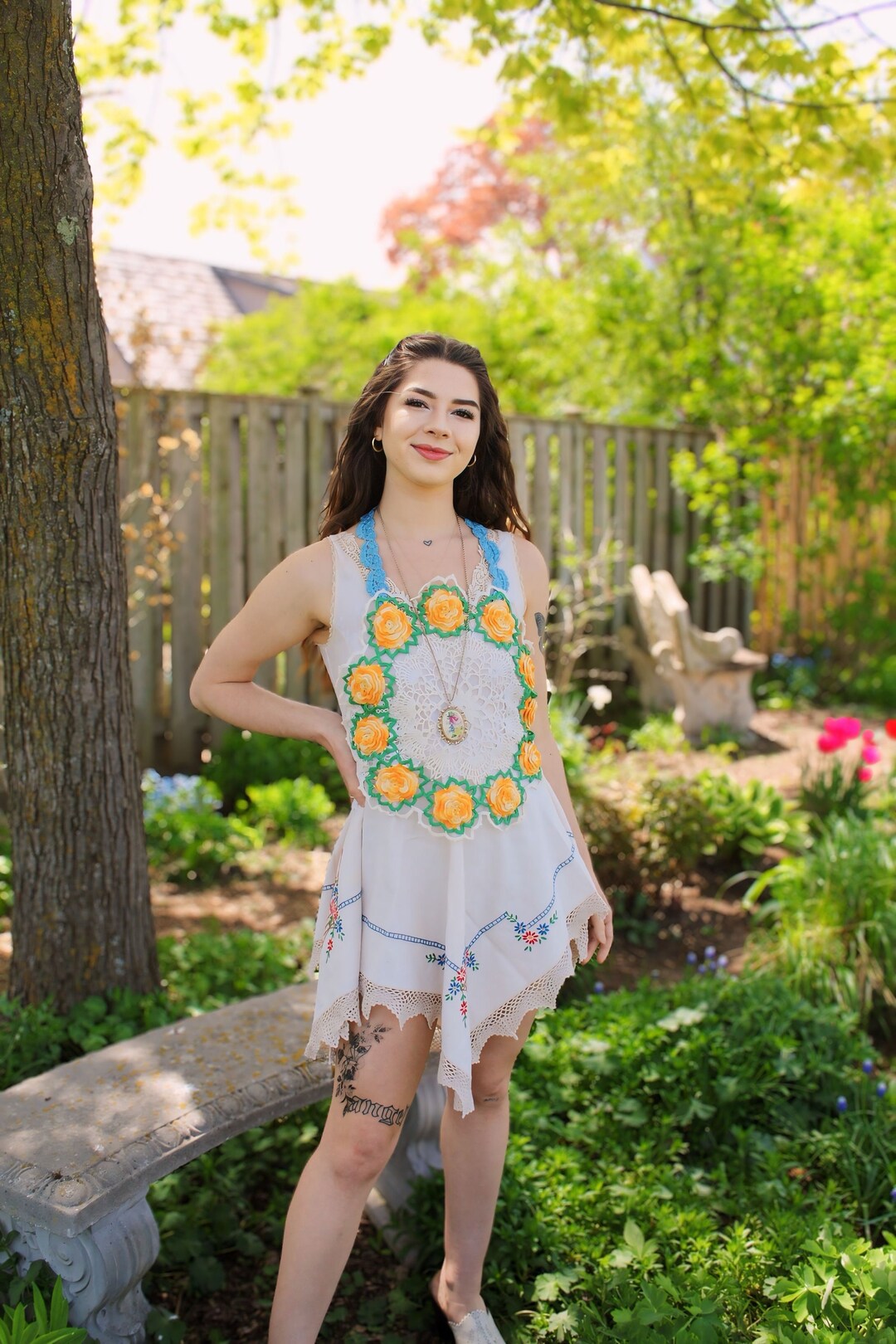 Vintage Upcycled Halter With Crochet Doily and Lace Details - Etsy