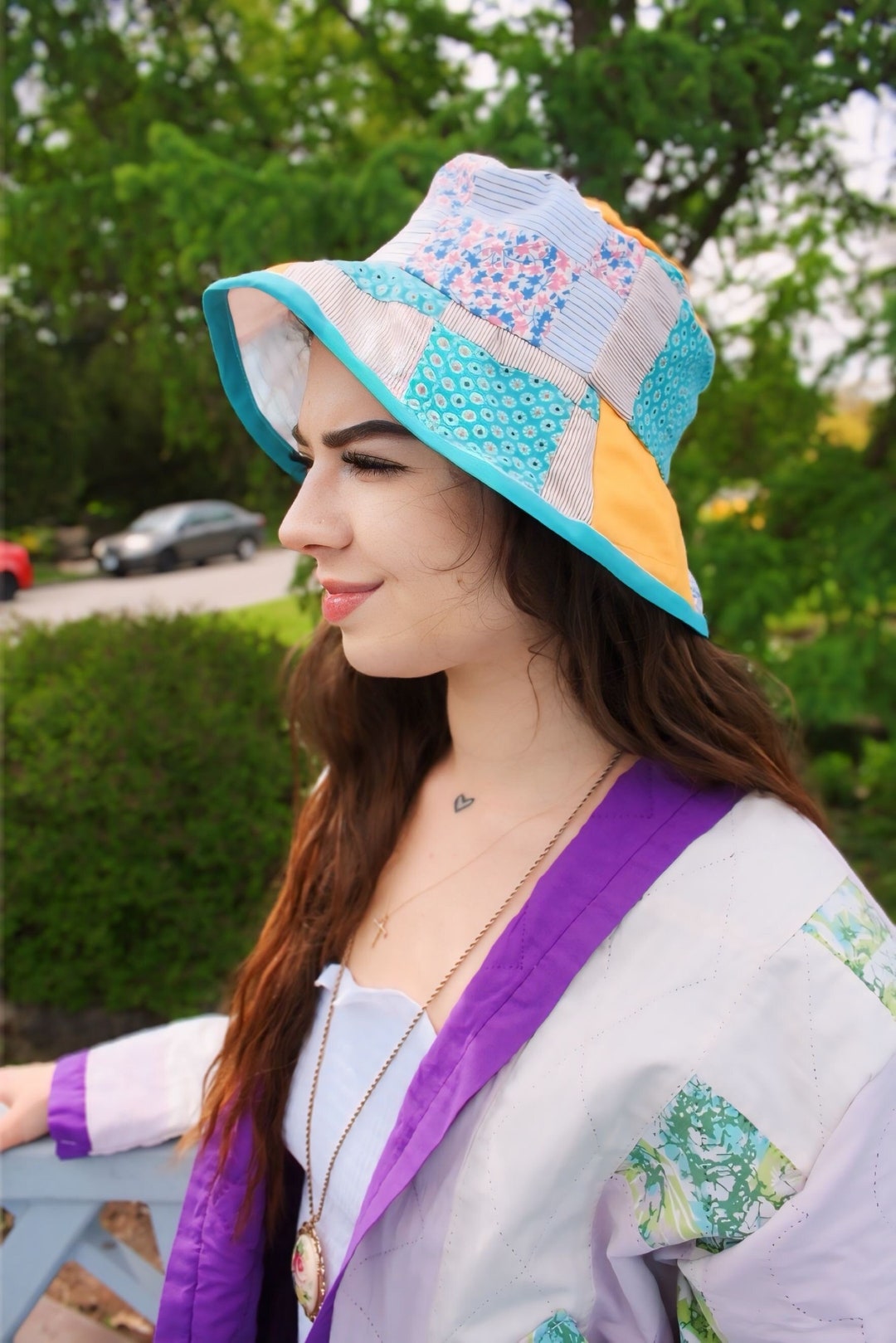 PATCHWORK BUCKET HAT, Retro 1970s Bohemian Upcycled Quilt Summer Hat ...