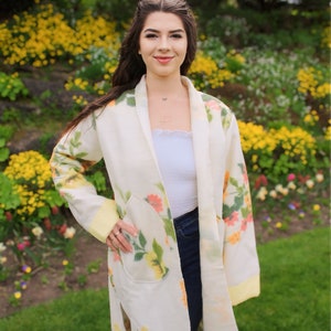 COTTAGECORE Floral JACKET Upcycled Fleece Blanket Coat Slow Fashion Eco ...