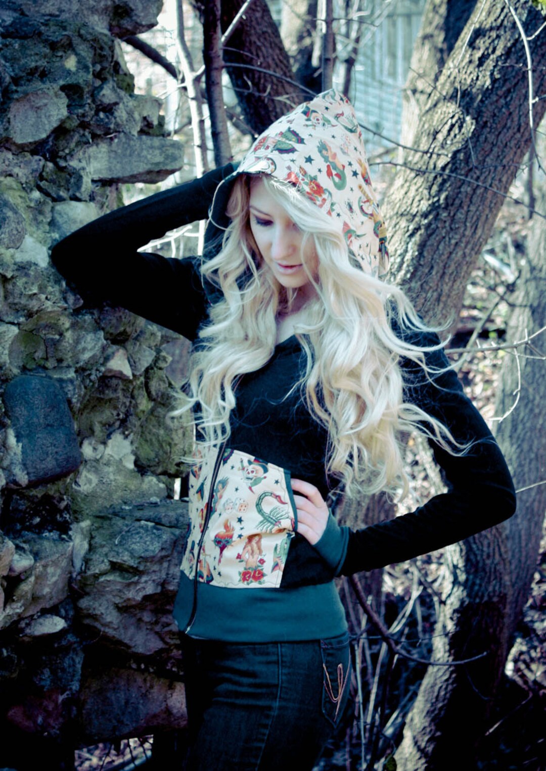 Tattoo Design Grunge Rocker Jacket - Customizable Indie Women's Zip ...