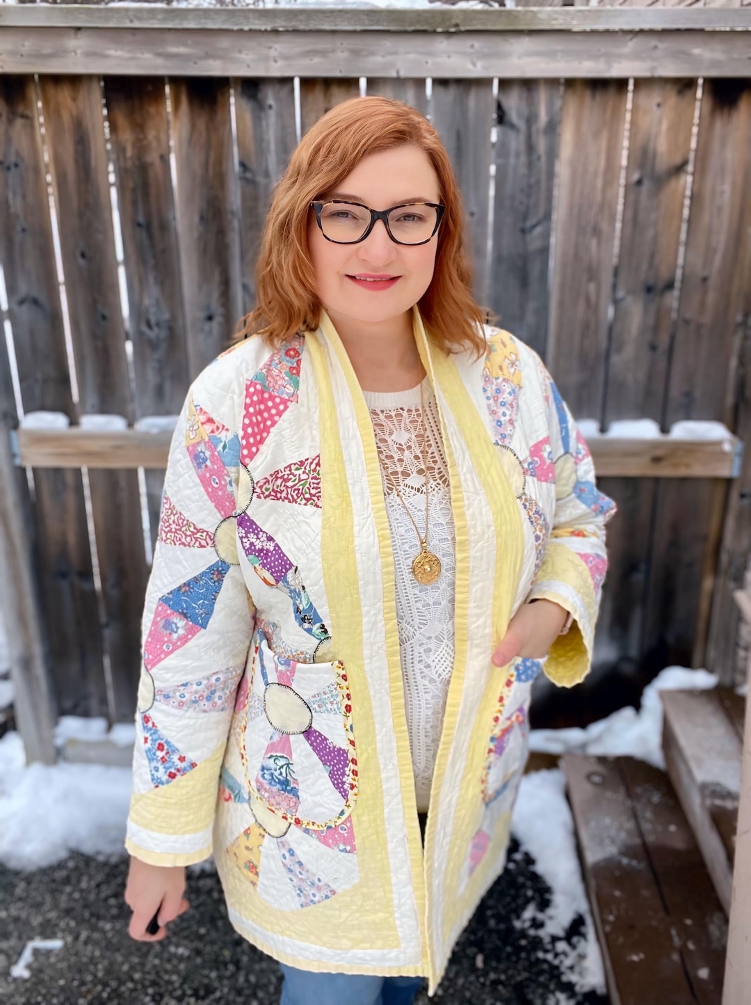 Upcycled Sunshine Patchwork Quilted Jacket: Cottagecore Chore Coat for ...