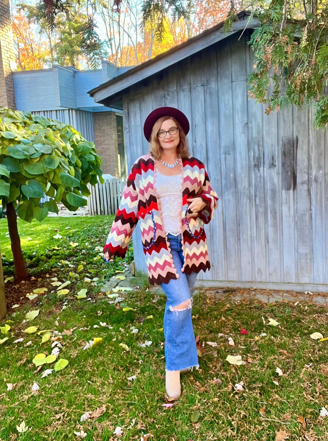CARDIGAN BLANKET COAT Unique Vintage Inspired Upcycled Afghan Sweater ...