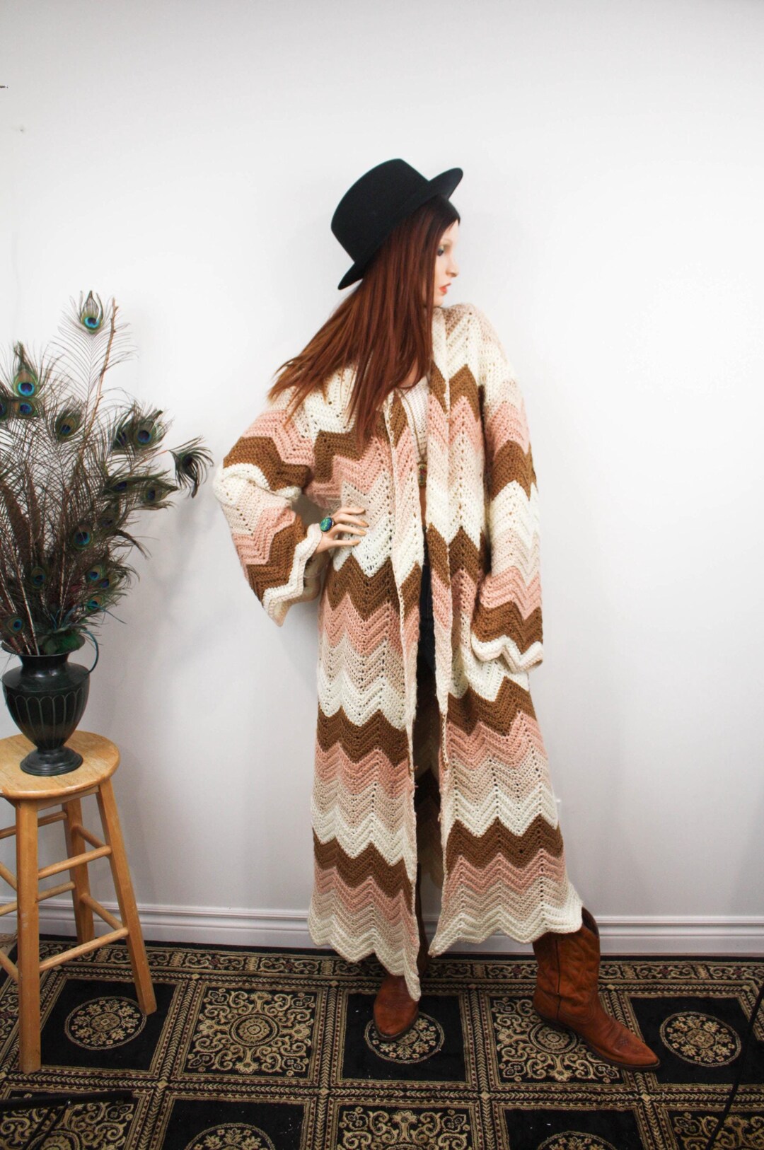 Upcycled Crochet Afghan Cardigan: Bohemian Retro 70s Eco-friendly ...
