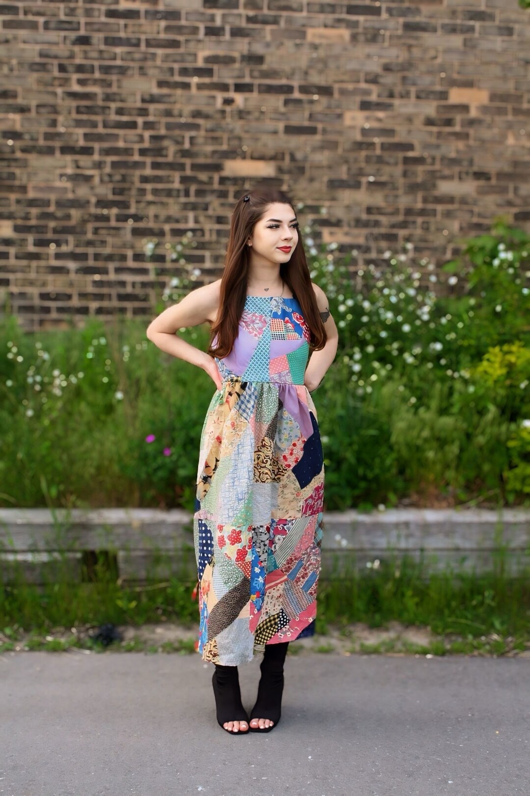 Eclectic Bohemian Patchwork Dress With Upcycled Prairie Style - Etsy