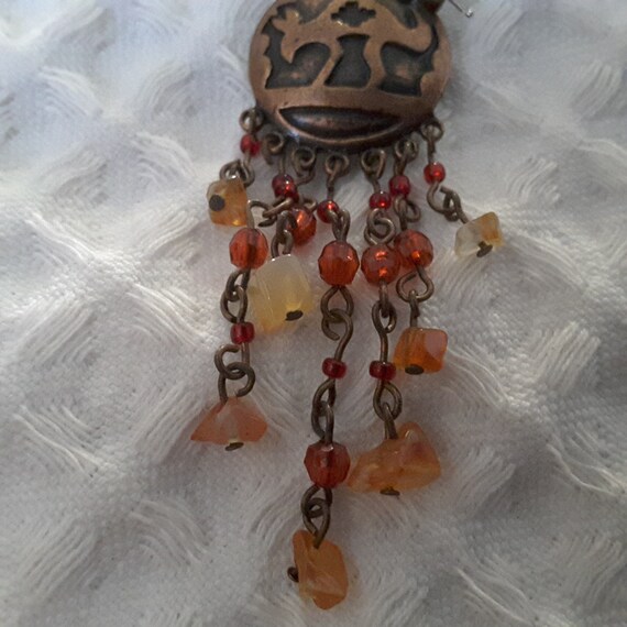 Vintage Aussie copper kangaroo and agate dangle earri… - Gem