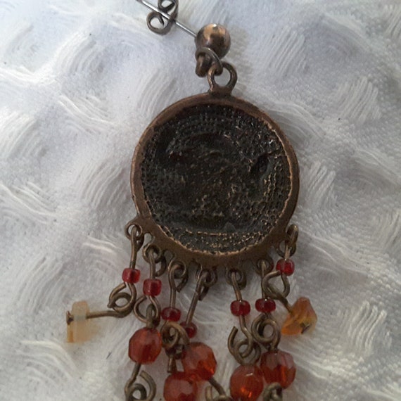 Vintage Aussie copper kangaroo and agate dangle earri… - Gem