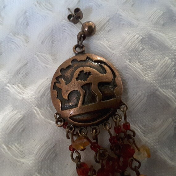 Vintage Aussie copper kangaroo and agate dangle earri… - Gem