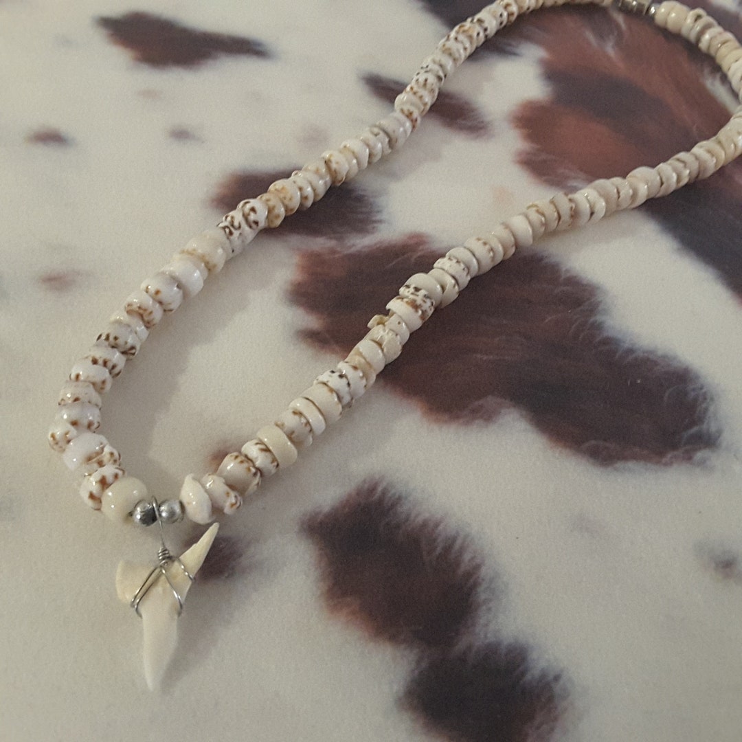 Tiger Cone Puka Shell Necklace With Shark Tooth - Etsy