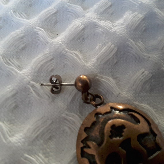 Vintage Aussie copper kangaroo and agate dangle earri… - Gem