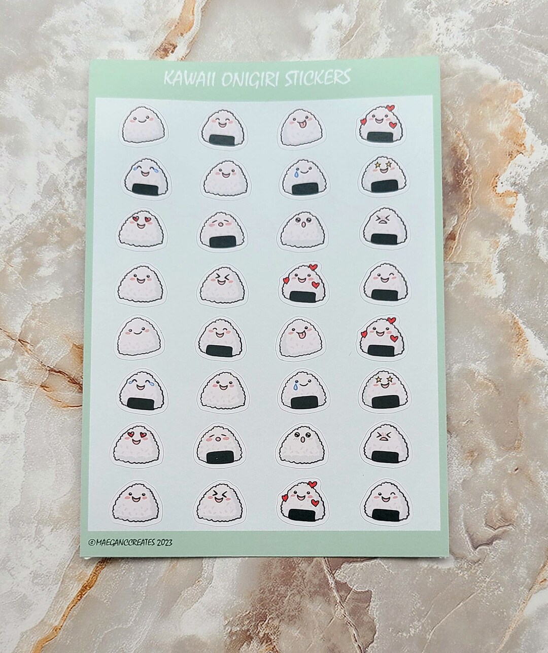 Onigiri Emojis Stickers 32 Kawaii Rice Ball Smiley Faces Planner ...