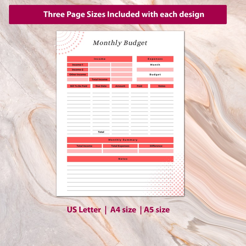 Monthly Budget Planner Printable - Grey | Simple Budget Planner ...