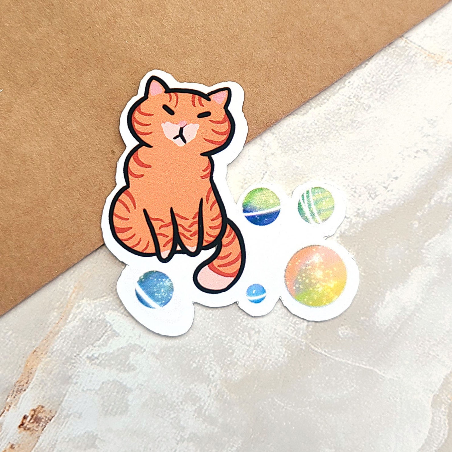 Galaxy Cats Vinyl Stickers Cute Cat Sticker, Celestial Sticker, Water ...