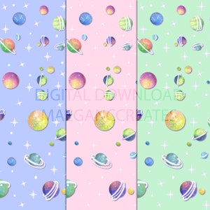 Vaporwave Pastel Outer Space Seamless Pattern | Digital Download ...