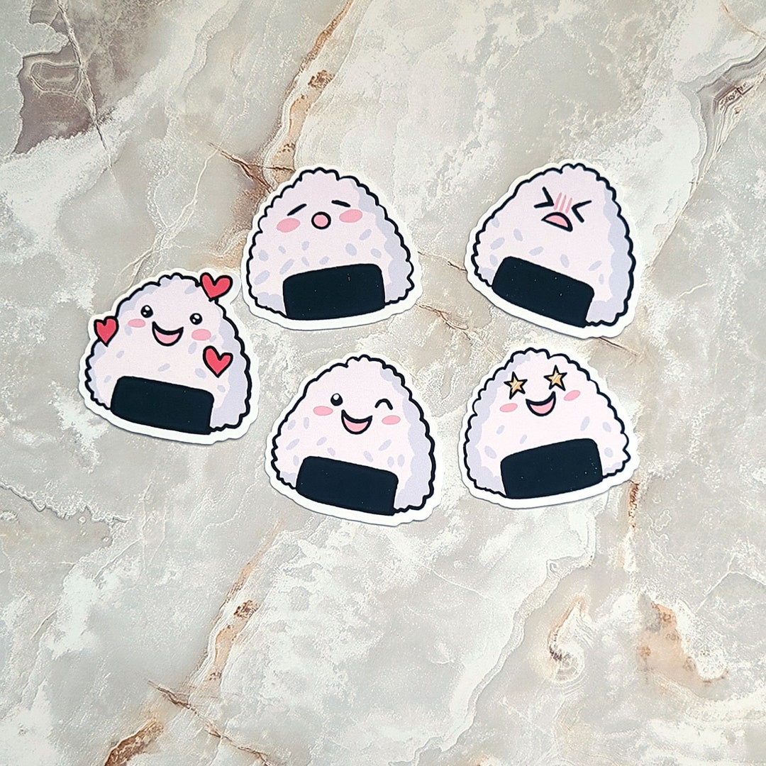 Onigiri Emojis 2" Vinyl Sticker Set | Cute Rice Ball Sticker, Food Fun ...