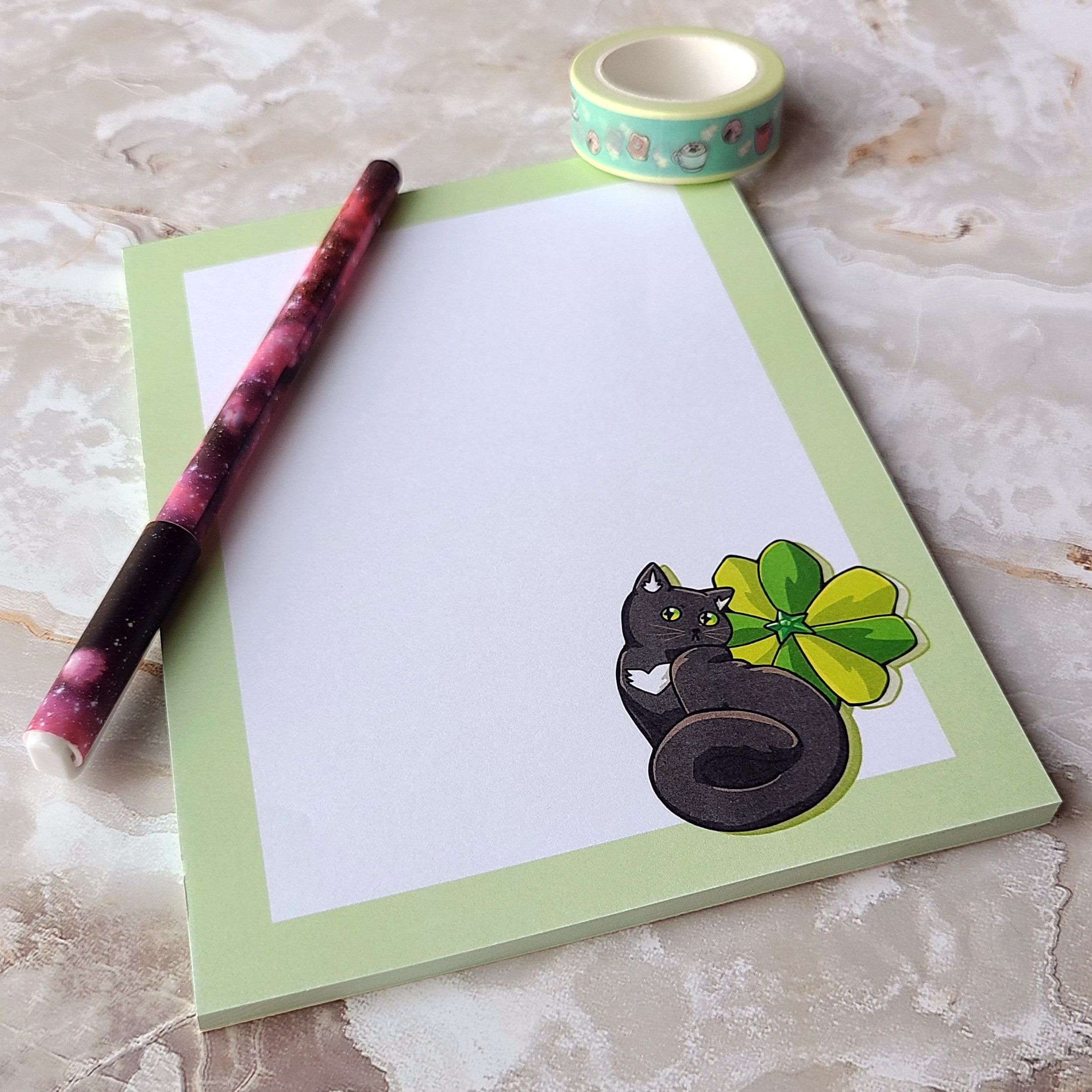 Lucky Cat Notepad 5x7 Kitty Notepad Black Cat Cute - Etsy