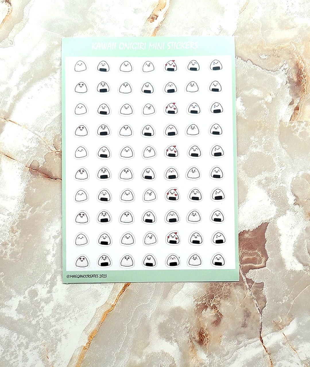 Onigiri Mini Stickers | 70 Kawaii Rice Ball Emojis Planner Stickers ...